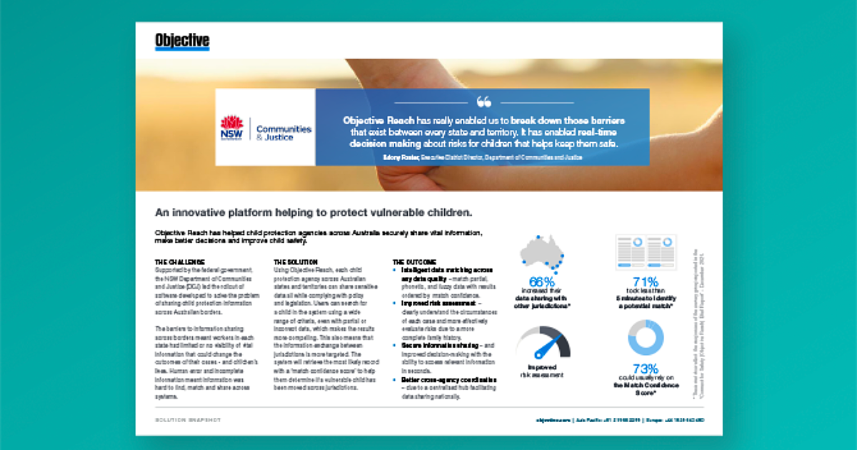 An innovative platform helping to protect vulnerable children | Solution Snapshot | Objective ...